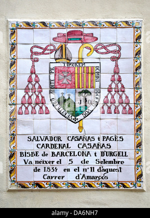 Spain, Catalonia, Barcelona. Painted ceramic tiles with verse in ...
