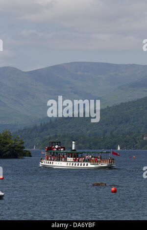 5th July 2013 UK Weather Bowness on Lake Windermere Cumbria. Sunny but ...
