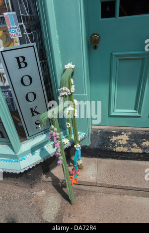 Yarn bombing or gorilla knitting in Bishops Castle, Shropshire, UK ...