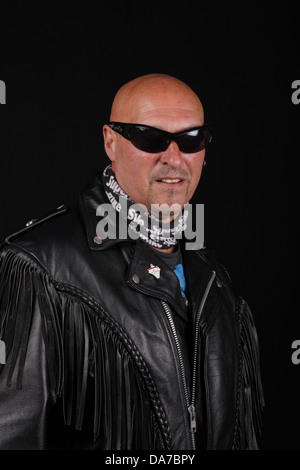 Biker portrait. Matlock Bath is a mecca for bikers during the summer ...