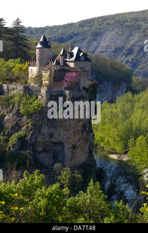 The Medieval Fortress Belcastel Castle Overlooking the Historic Village ...