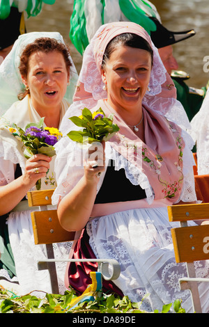 Women in traditional sorbian costumes during the Spreewald Schützenfest ...