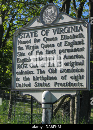 VIRGINIA Named for Queen Elizabeth, the Virgin Queen of England. Site ...