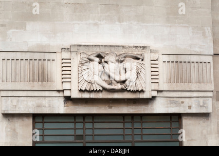 Eric Gill relief sculpture on the outside of BBC Broadcasting House in ...