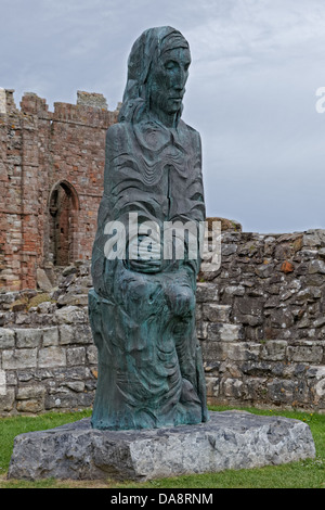 The sculpture Cuthbert of Farne by Fenwick Lawson in the ruins of ...