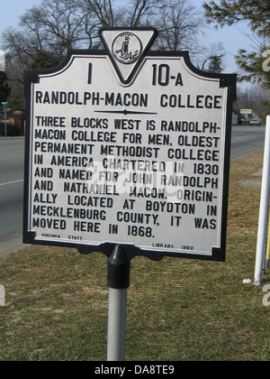 RANDOLPH-MACON COLLEGE Chartered in 1830 in Boydton, this institution is the oldest Methodist ...