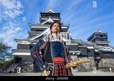 Japan Kyushu Kumamoto castle guard in traditional samurai dress Stock ...