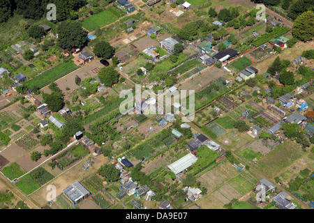 Aerial view, allotments, allotment gardens at the Saarner Road, Botany ...