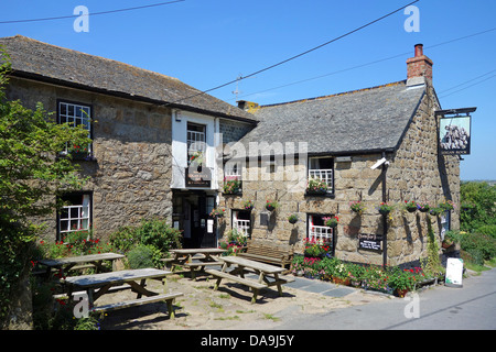 The Logan Rock Inn at Treen near Porthcurno in Cornwall, UK Stock Photo ...