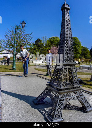 PARIS, France, Children Playing Miniature Golf Course in, "Bois de ...