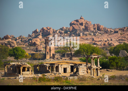 Watch tower , Hampi Vijayanagar ruins , Karnataka , India Stock Photo ...