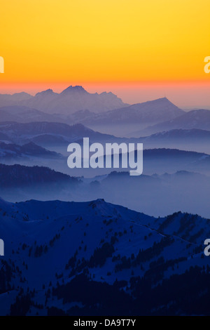 Dusk, Twilight, dusk, gradations, Alps, Appenzell, view, mountain ...