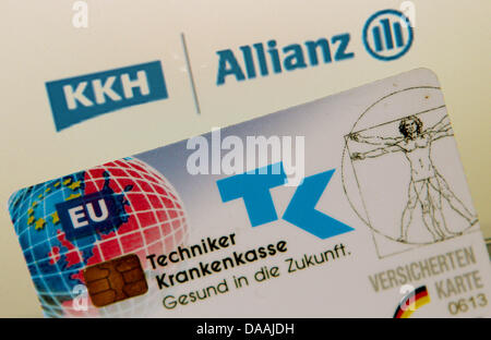 Health insureance cards of Techniker health insurance (TK, bottom) and ...