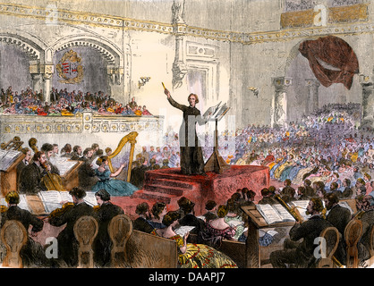 Franz Liszt conducting the performance of his new oratorio, The Legend ...