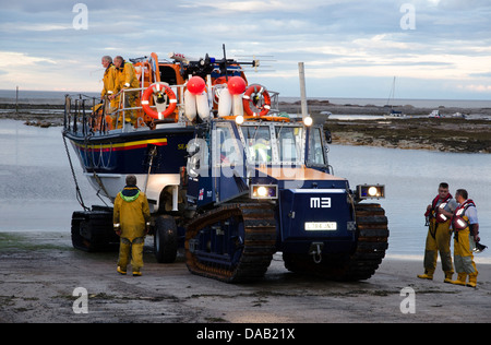 RNLI lifeboat grace darling recovery by tractor from sea following ...