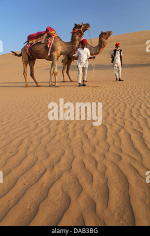 Desert, sand, sand dune, Khimsar, Thar, desert, sundown, sunset, lake ...