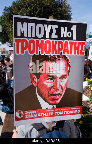 An anti-war protest, staged on the streets of Chania, Crete, Greece ...