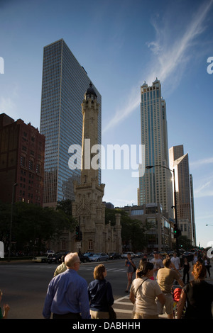 CROWDS WATER TOWER (©WILLIAM BOYINGTON 1869) NORTH MICHIGAN AVENUE ...