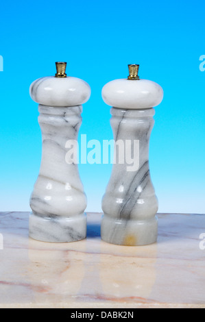 Marble salt and pepper pots Stock Photo - Alamy