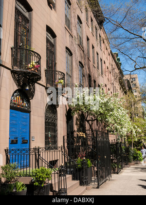 New townhouses in residential comfortable neighborhood on a sunny day ...