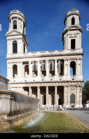 Saint Sulpice Church, Paris, France. Neoclassical facade with sunset ...