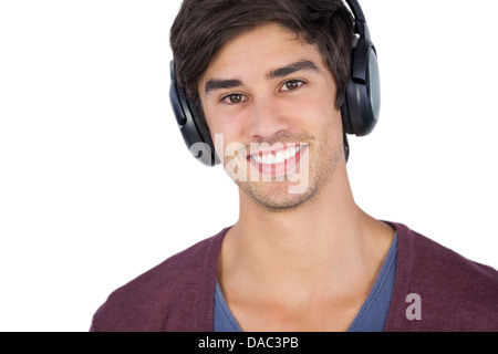 The handsome man listening to the music Stock Photo - Alamy