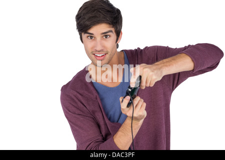 young man playing video games and wins at night Stock Photo - Alamy