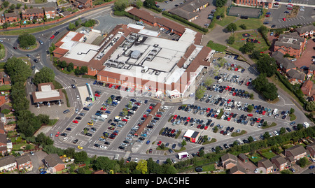 Aerial view of the Tesco Superstore and car park, Bicester, Oxfordshire ...