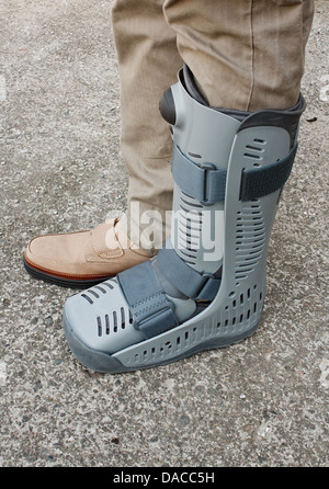 Medical support boot for broken ankle Stock Photo - Alamy