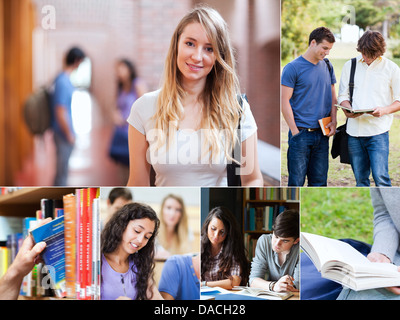 Collage of happy students at university Stock Photo - Alamy