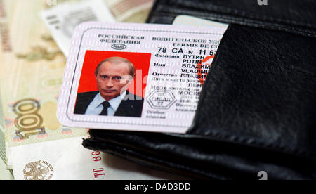 ILLUSTRATION - A faked drivers license of the Russian President Dmitry ...