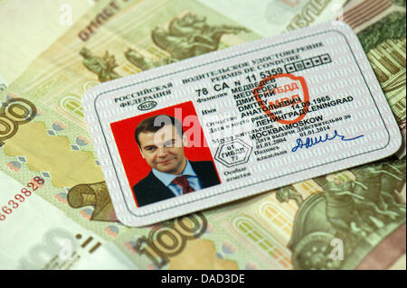 ILLUSTRATION - A faked drivers license of the Russian Prime Minister ...