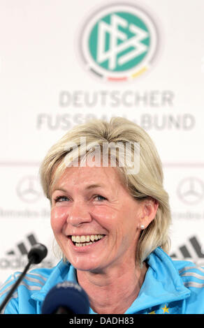 Germany coach Silvia Neid smiles before the final of the women's ...