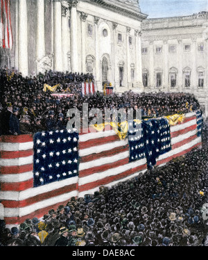 Inauguration of President Grover Cleveland - flag bedecked podium and ...