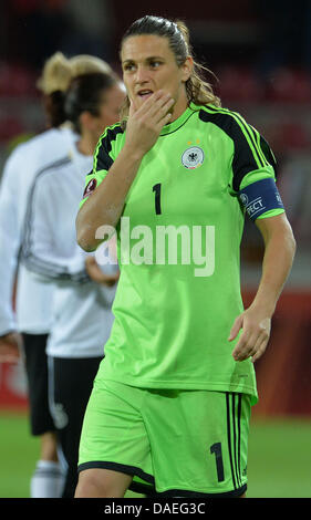 Goalkeeper of Germany Nadine Angerer reacts during the Women's football ...