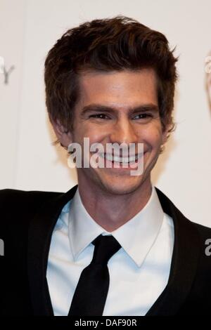 British actor Andrew Garfield and US actress Emma Stone pose for ...