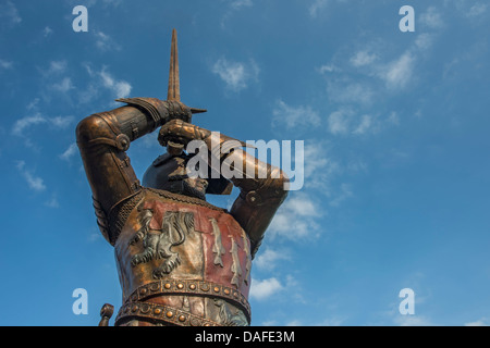 Bronze statue of Sir Henry Percy (1634-1403) aka Harry Hotspur, sited ...