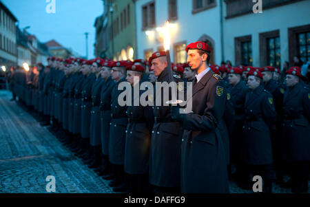 German Bundeswehr soldiers stand in line during the ceremonial oath in ...