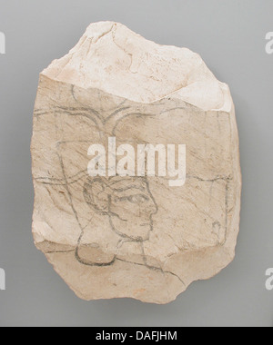 This ostracon features a figural depiction from ancient Egypt ...