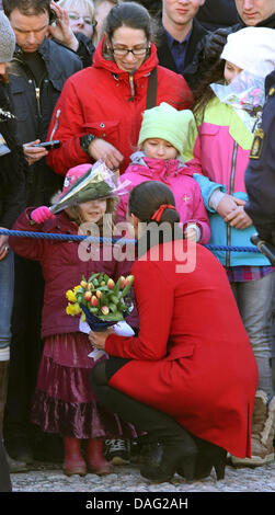 Crown Princess Victoria receives flowers upon arrival at Edge Olympic ...