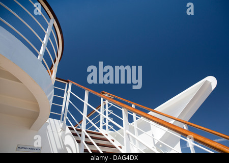 Oman, Muscat, steps up to promenade deck in tropical blue sky Stock ...
