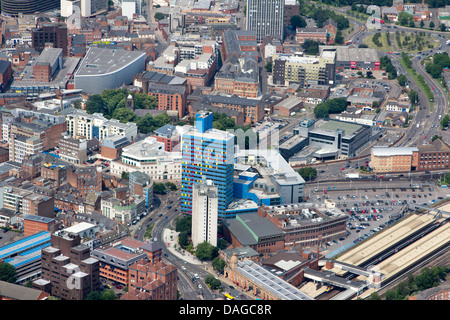 AERIAL VIEW OF LEICESTER CITY CENTRE. THE NELSON MANDELA PARK IS JUST ...