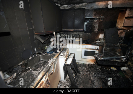 Severe Kitchen Cooker House Fire Burnt Destroyed Stock Photo - Alamy