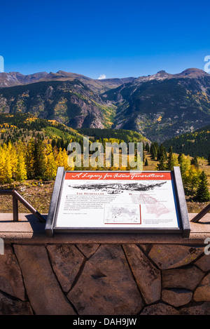 Interpretive sign at Molas Pass along the San Juan Skyway, San Juan ...