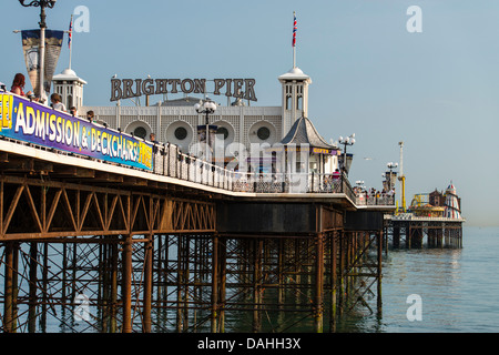Victorian Pier with fairground attractions and Palace of Fun arcade ...