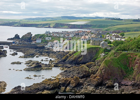 The fishing village of St Abbs seen from the southern side of St Abb's ...