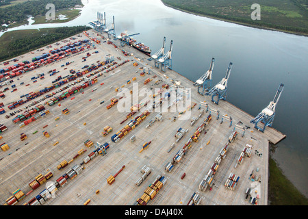 Aerial view of the Port of Charleston Wando Terminal in Charleston, SC ...