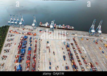 Aerial view of the Port of Charleston Wando Terminal in Charleston, SC ...