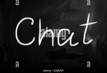 The word Chat handwritten with white chalk on a blackboard Stock Photo ...