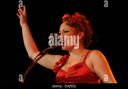 The picture shows Gina Haley performing at the start of the Europe Tour ...